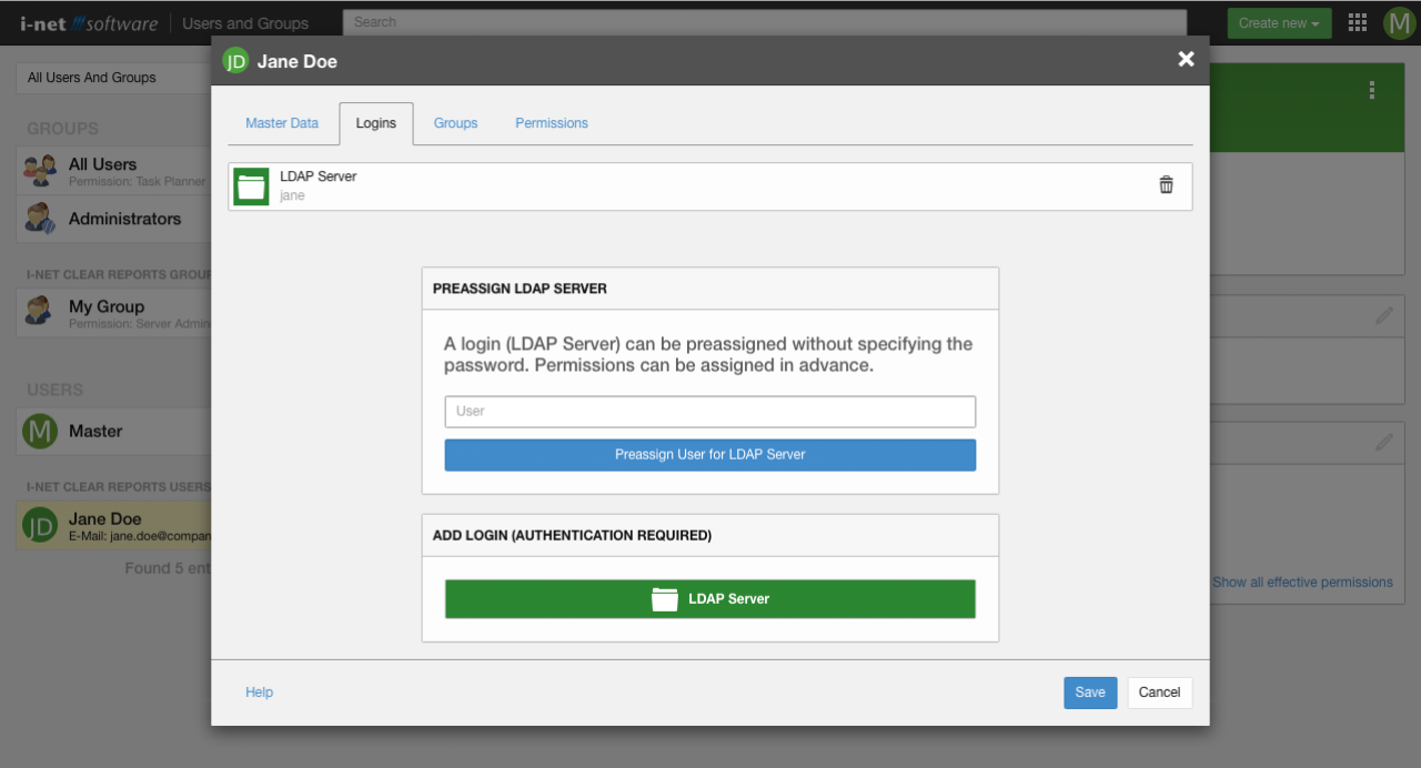 i-net PDFC - Help - User Logins