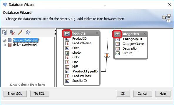 i-net Clear Reports - Help - Database Connection