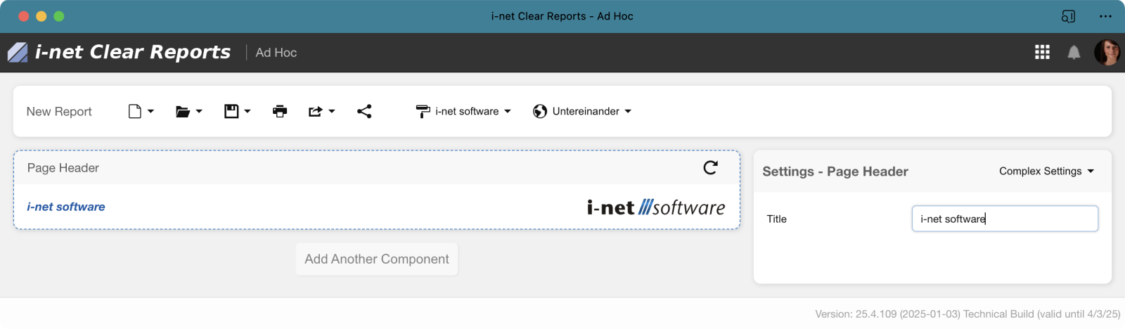 i-net Clear Reports - Help - Page Header