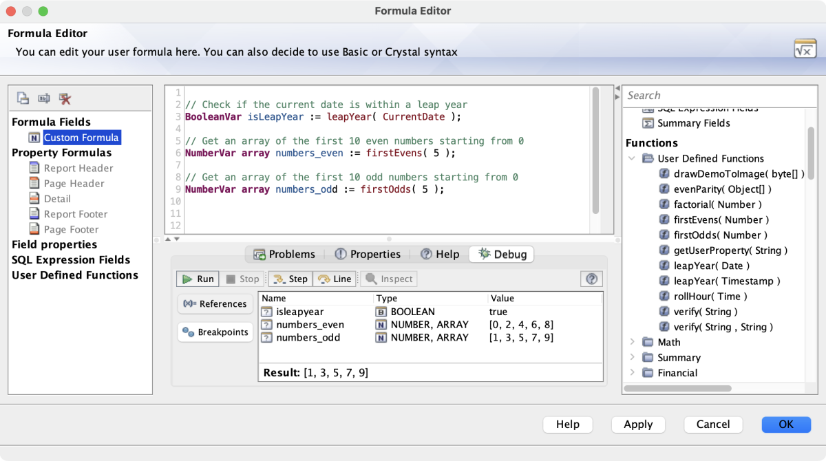 i-net Clear Reports - Help - Formula Expander Classes - Formula Functions